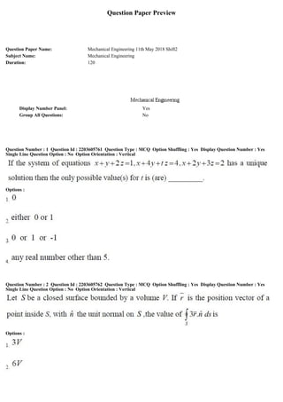 AP PGECET Mechanical 2018 question paper | PDF