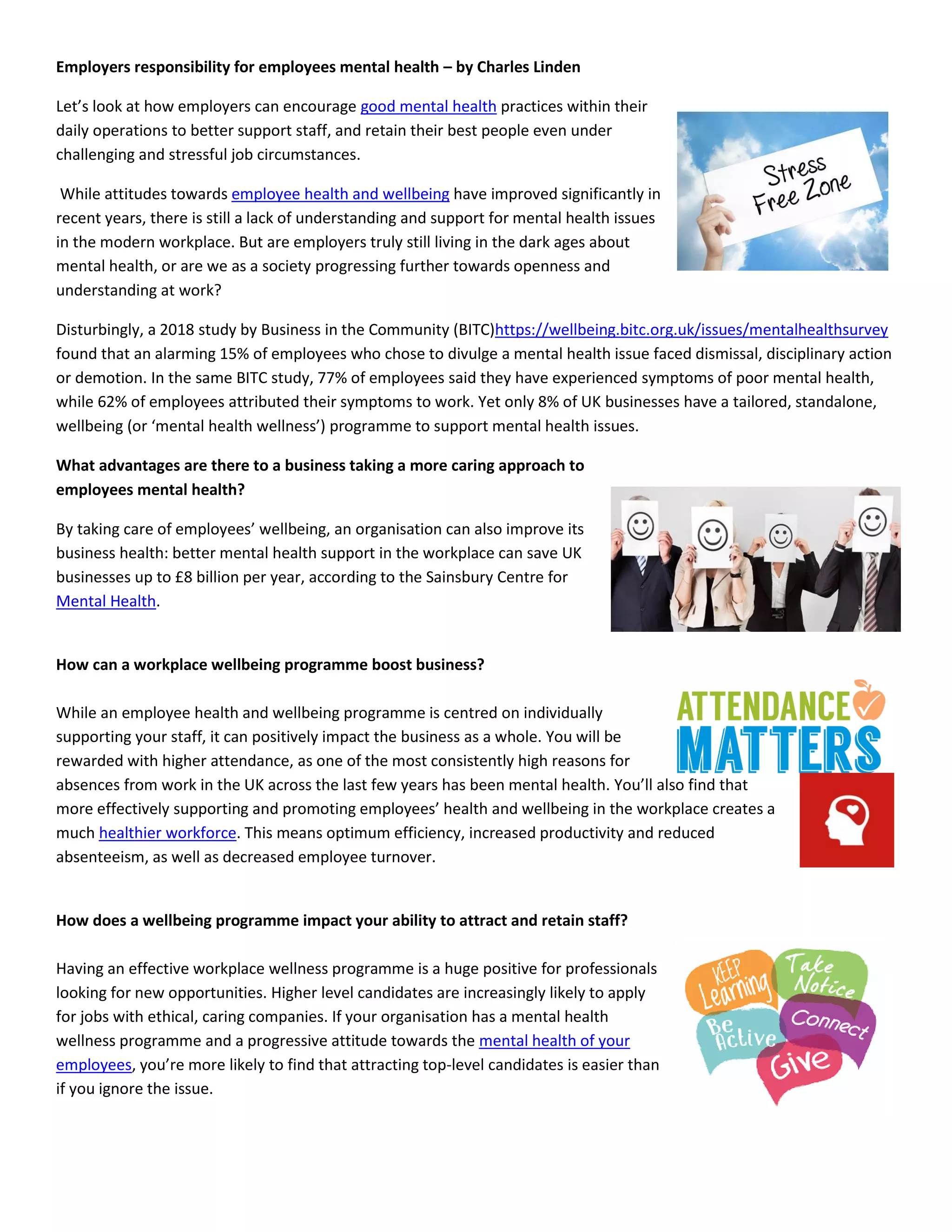 Employers responsibility for employees mental health – by Charles ...