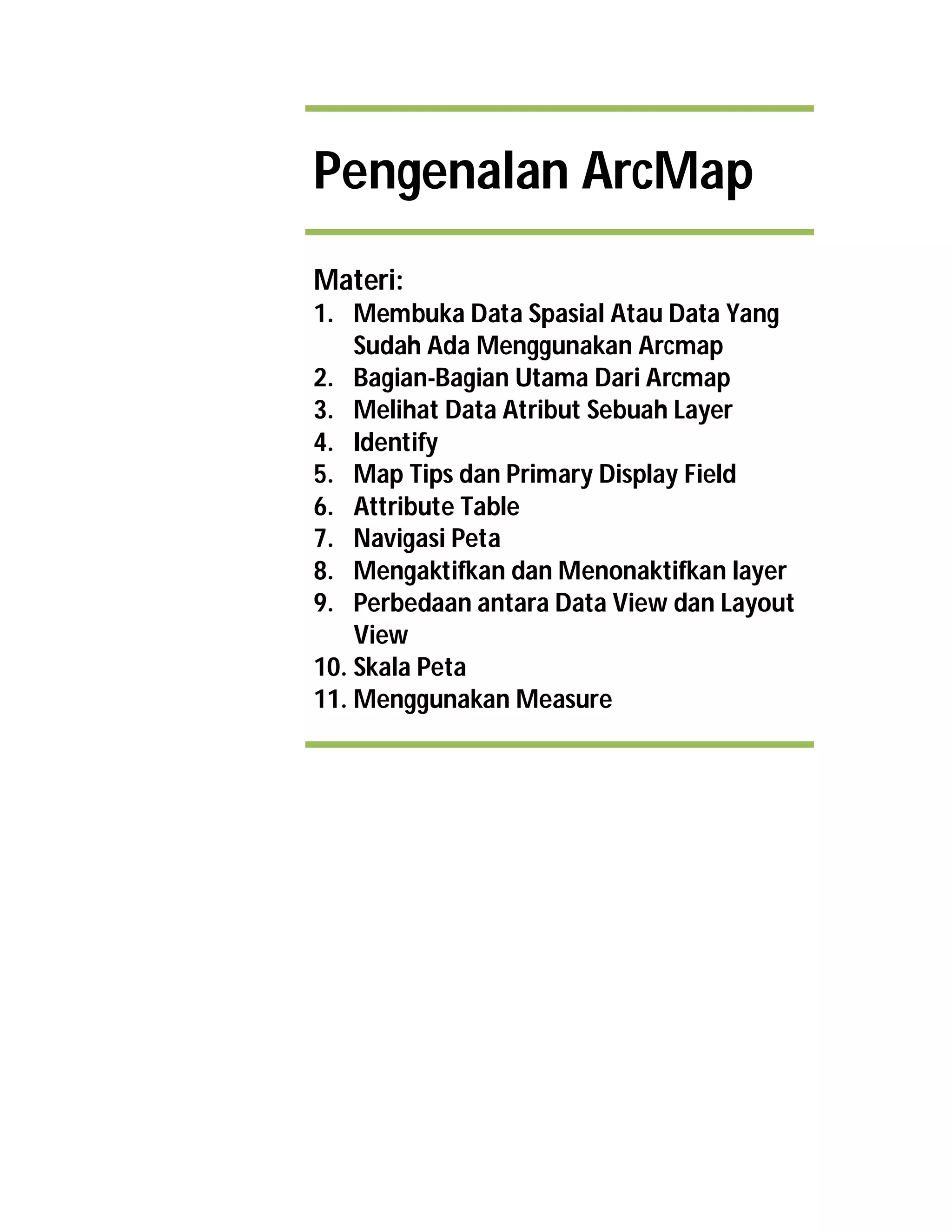 Pengenalan ArcMap | PDF