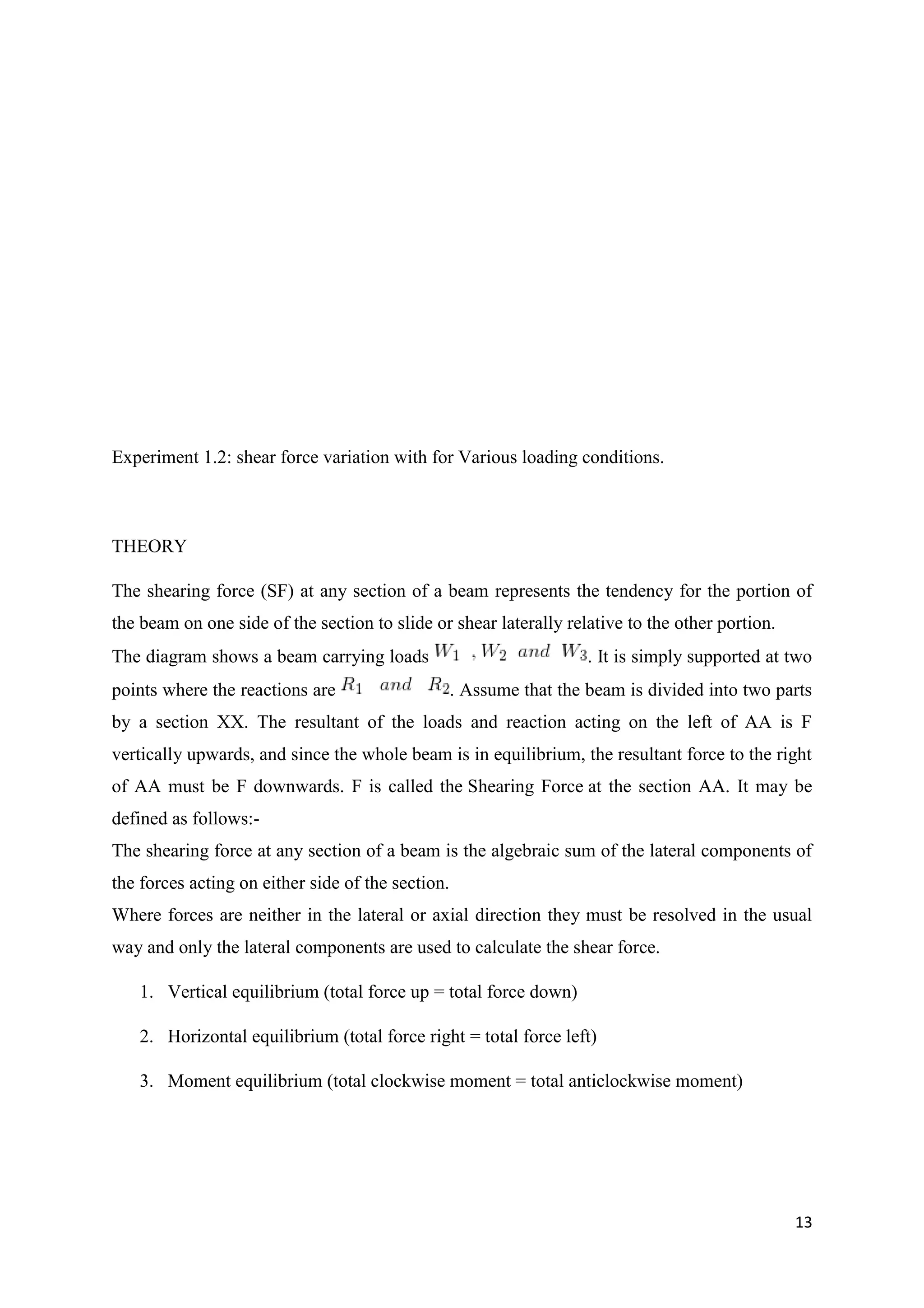 LAB REPORT SHEAR FORCE IN A BEAM | PDF