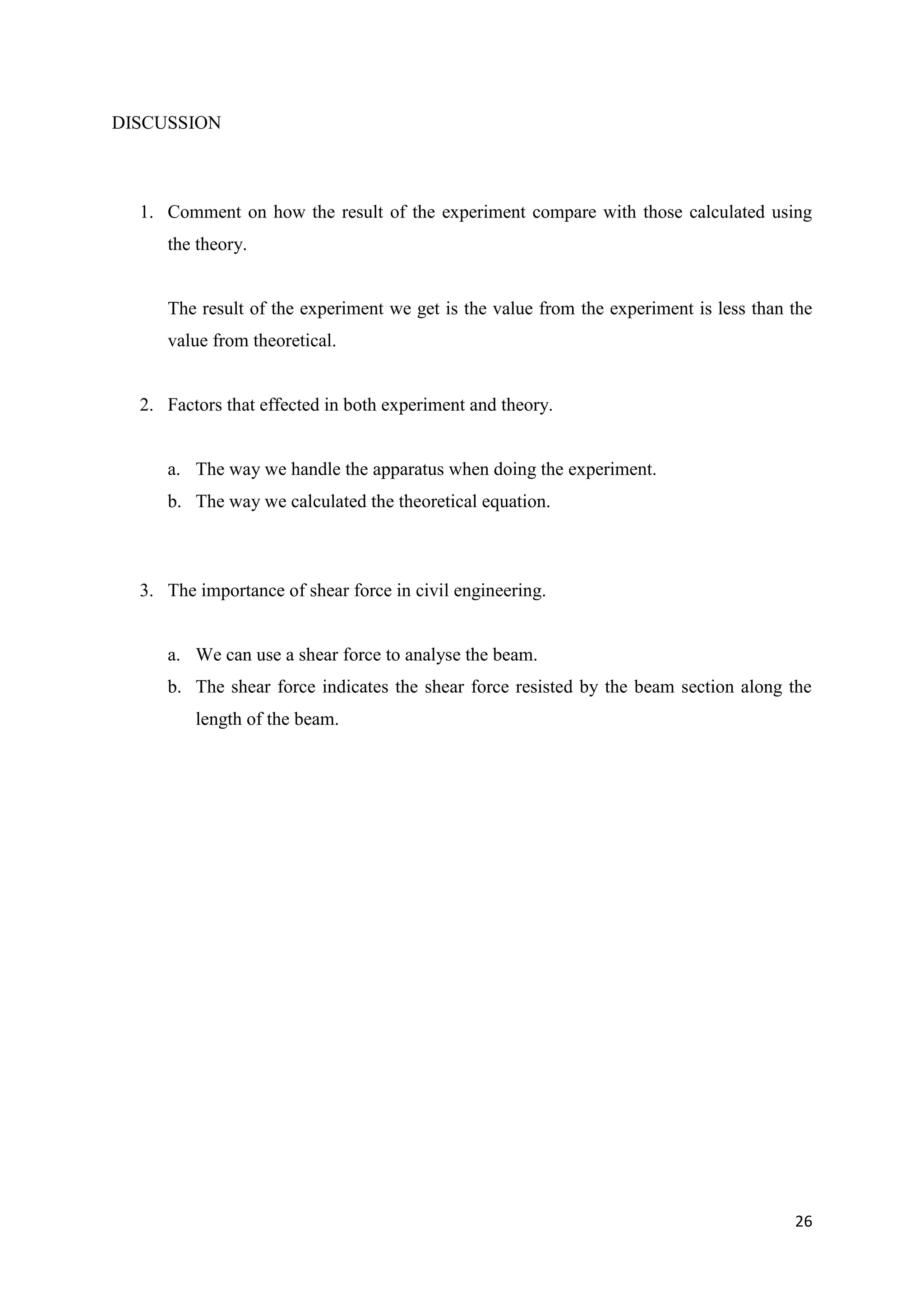 LAB REPORT SHEAR FORCE IN A BEAM | PDF