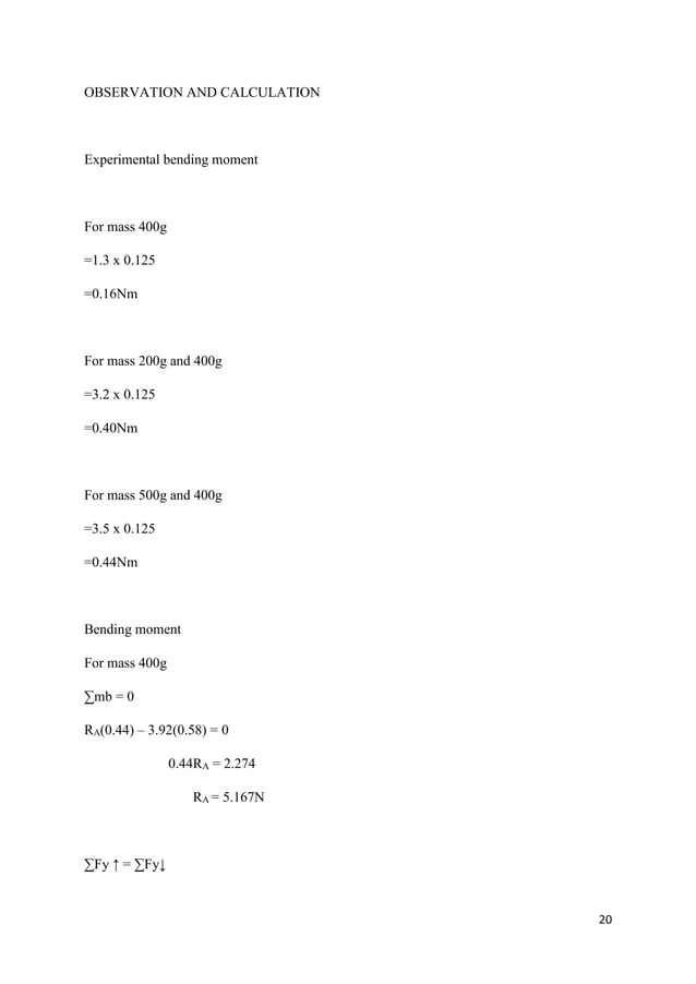 LAB REPORT SHEAR FORCE IN A BEAM | PDF