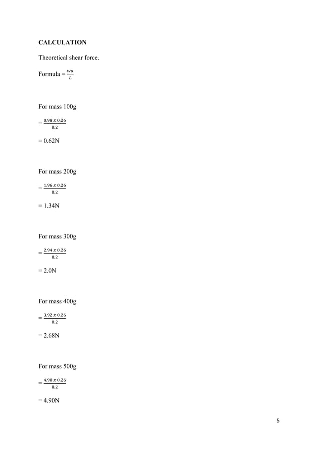 LAB REPORT SHEAR FORCE IN A BEAM | PDF