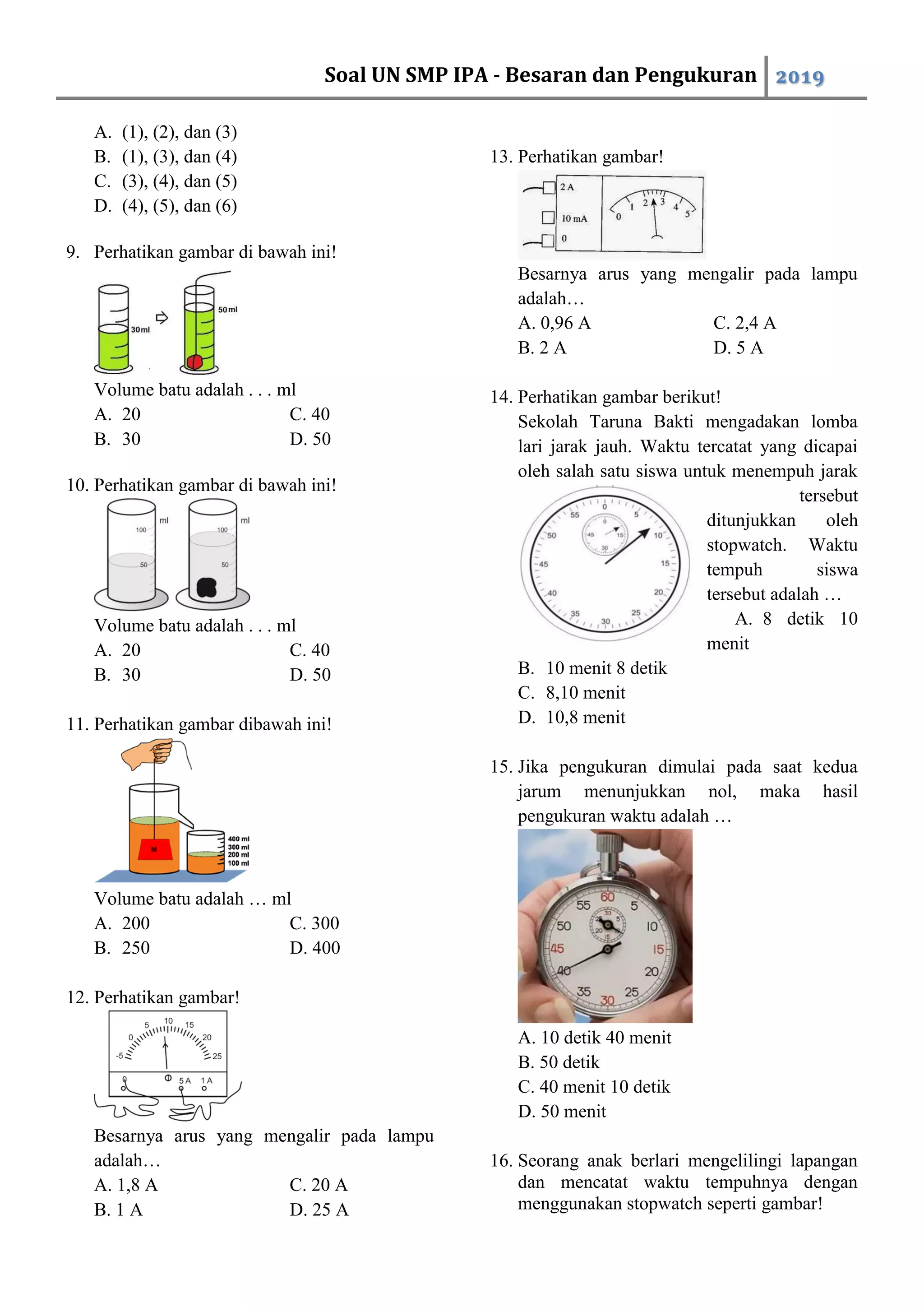 Kumpulan soal-soal Besaran dan Pengukuran UN IPA SMP Kelas 9 Nurul Faela Shufa | PDF