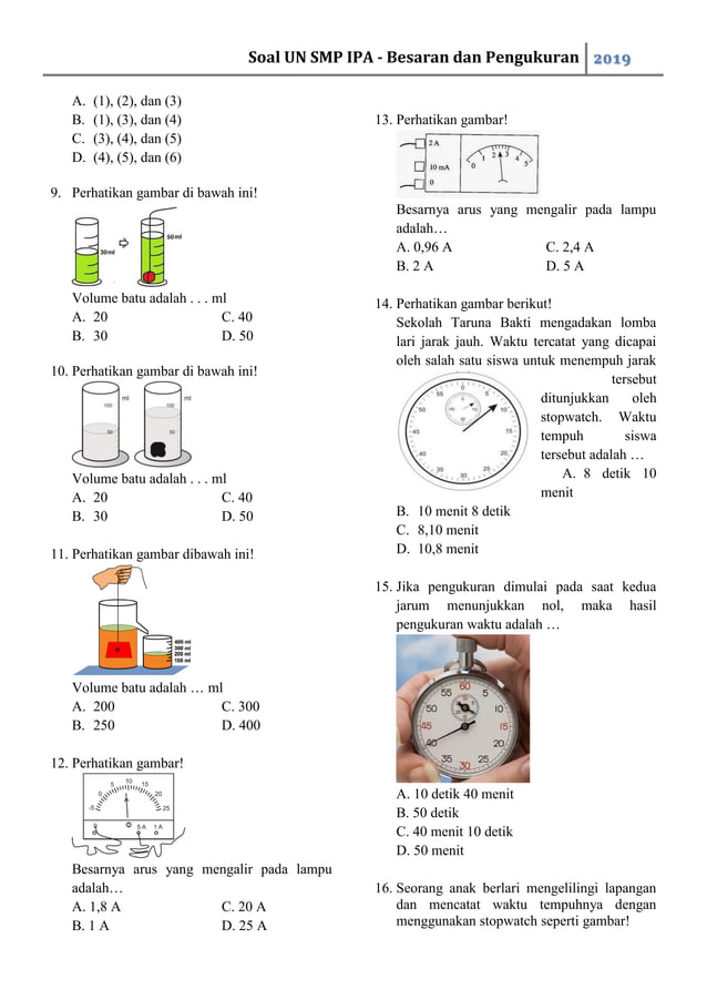 Kumpulan soal-soal Besaran dan Pengukuran UN IPA SMP Kelas 9 Nurul ...