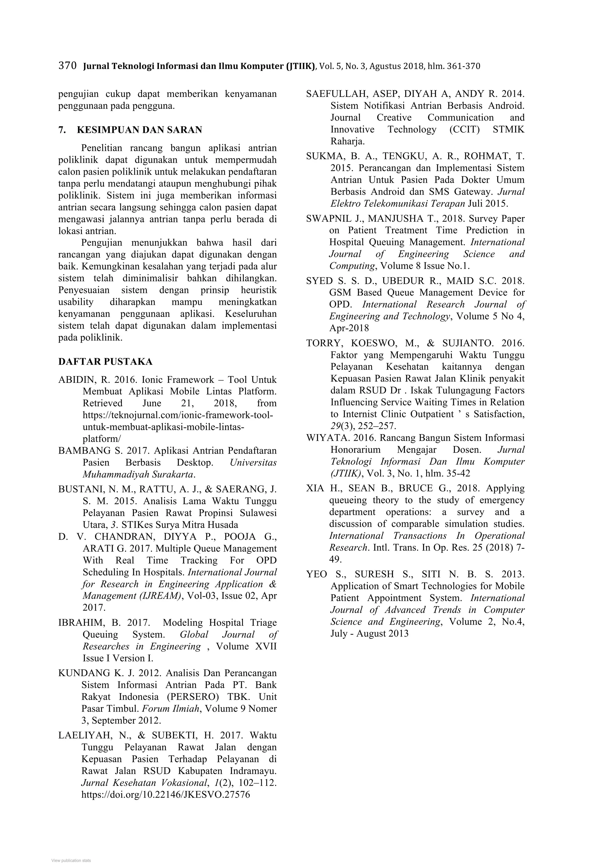 1. rancang bangun aplikasi antrian poliklinik berbasis mobile | PDF