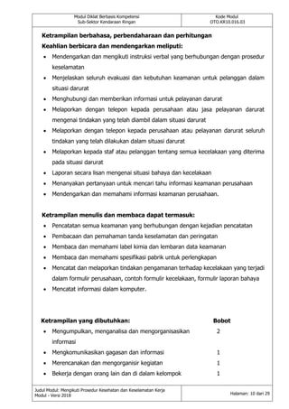 1.buku modul oto.kr10.016.03 mengikuti prosedur kesehatan dan keselamatan | PDF