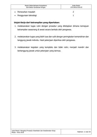 1.buku modul oto.kr10.016.03 mengikuti prosedur kesehatan dan keselamatan | PDF