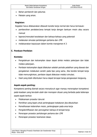 1.buku modul oto.kr10.016.03 mengikuti prosedur kesehatan dan keselamatan | PDF