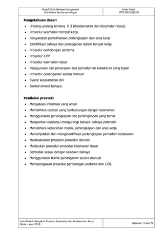 1.buku modul oto.kr10.016.03 mengikuti prosedur kesehatan dan keselamatan | PDF