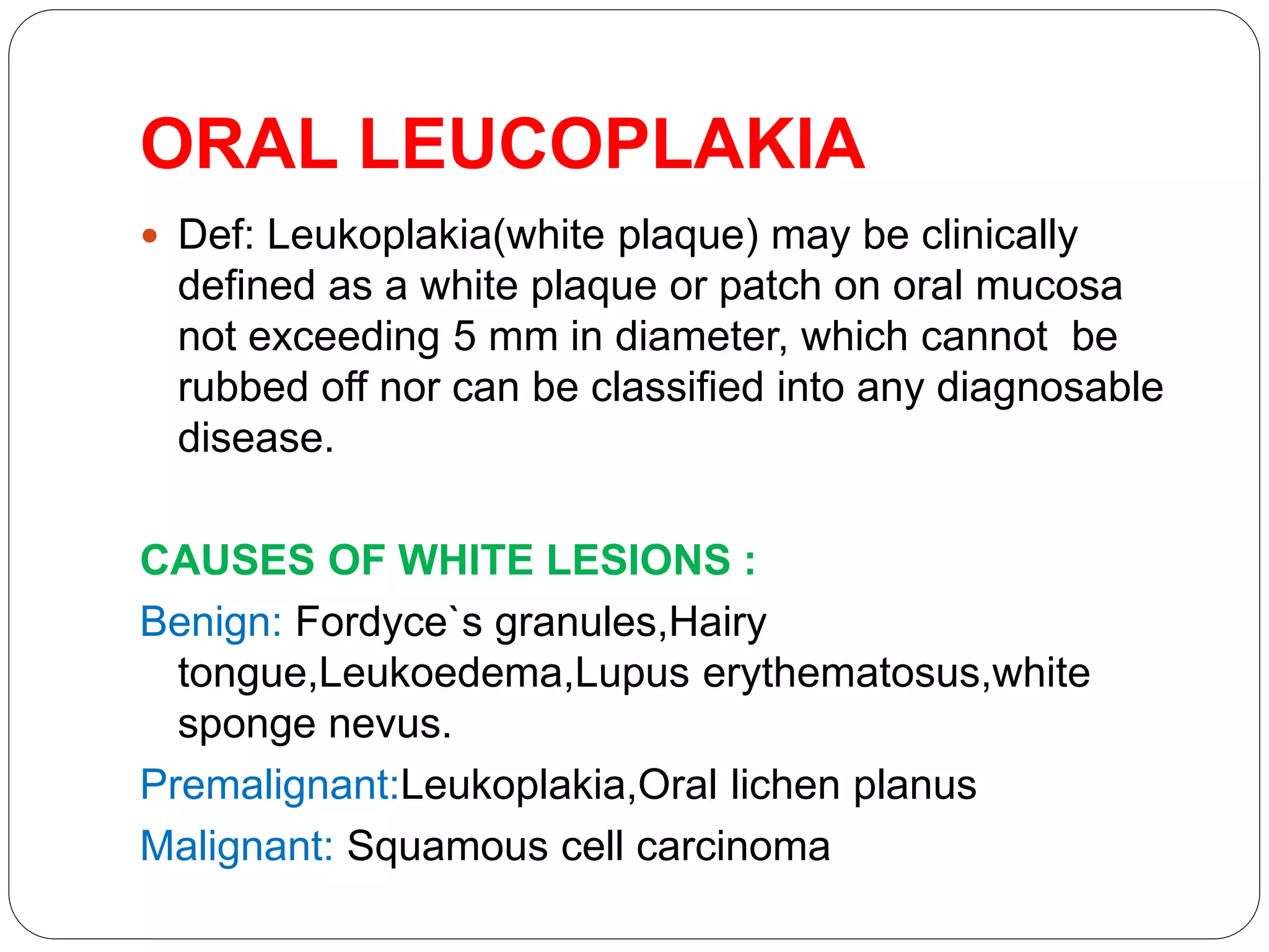 Lesions of oral cavity and salivary gland. | PPTX
