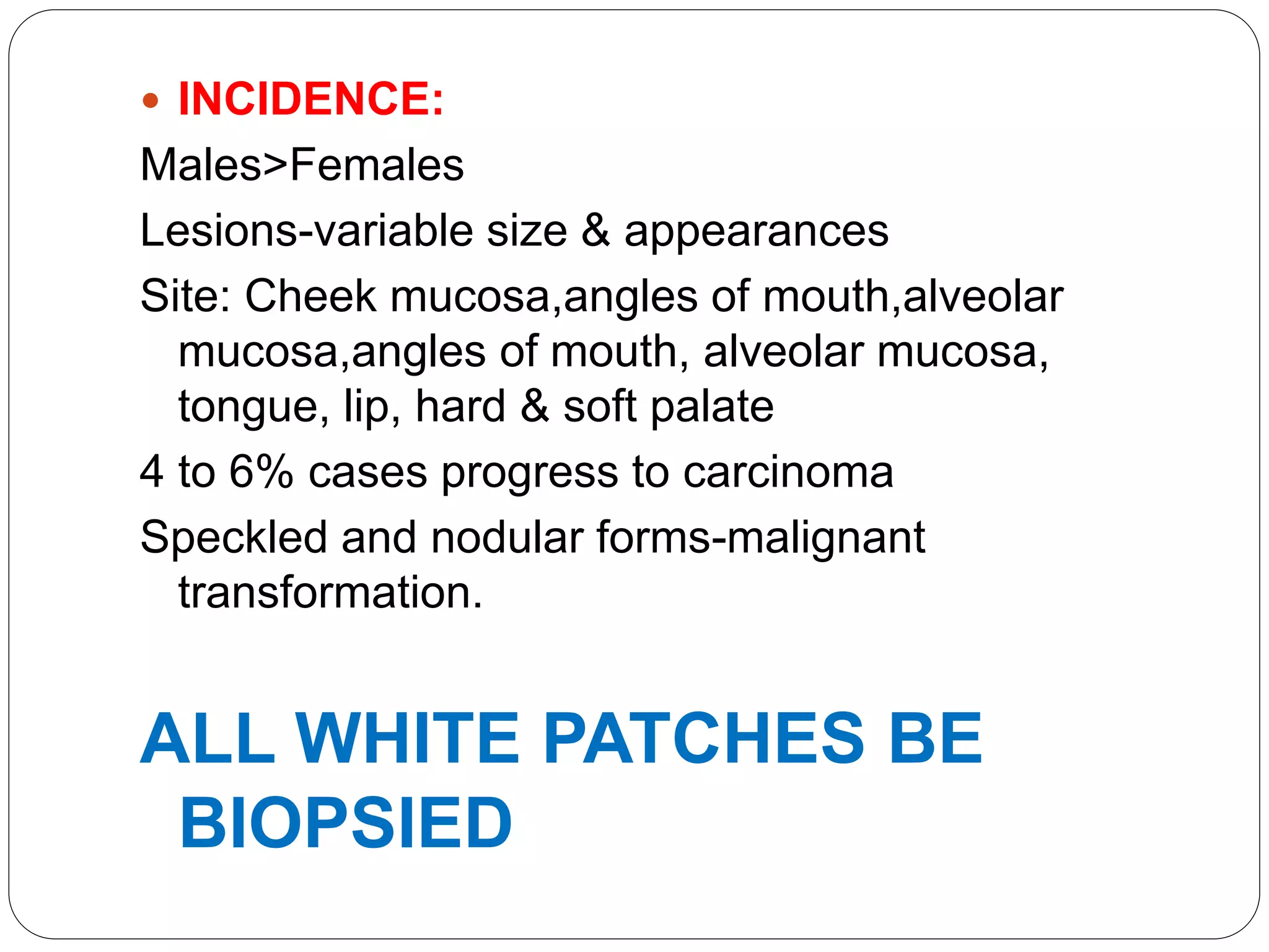 Lesions of oral cavity and salivary gland. | PPTX