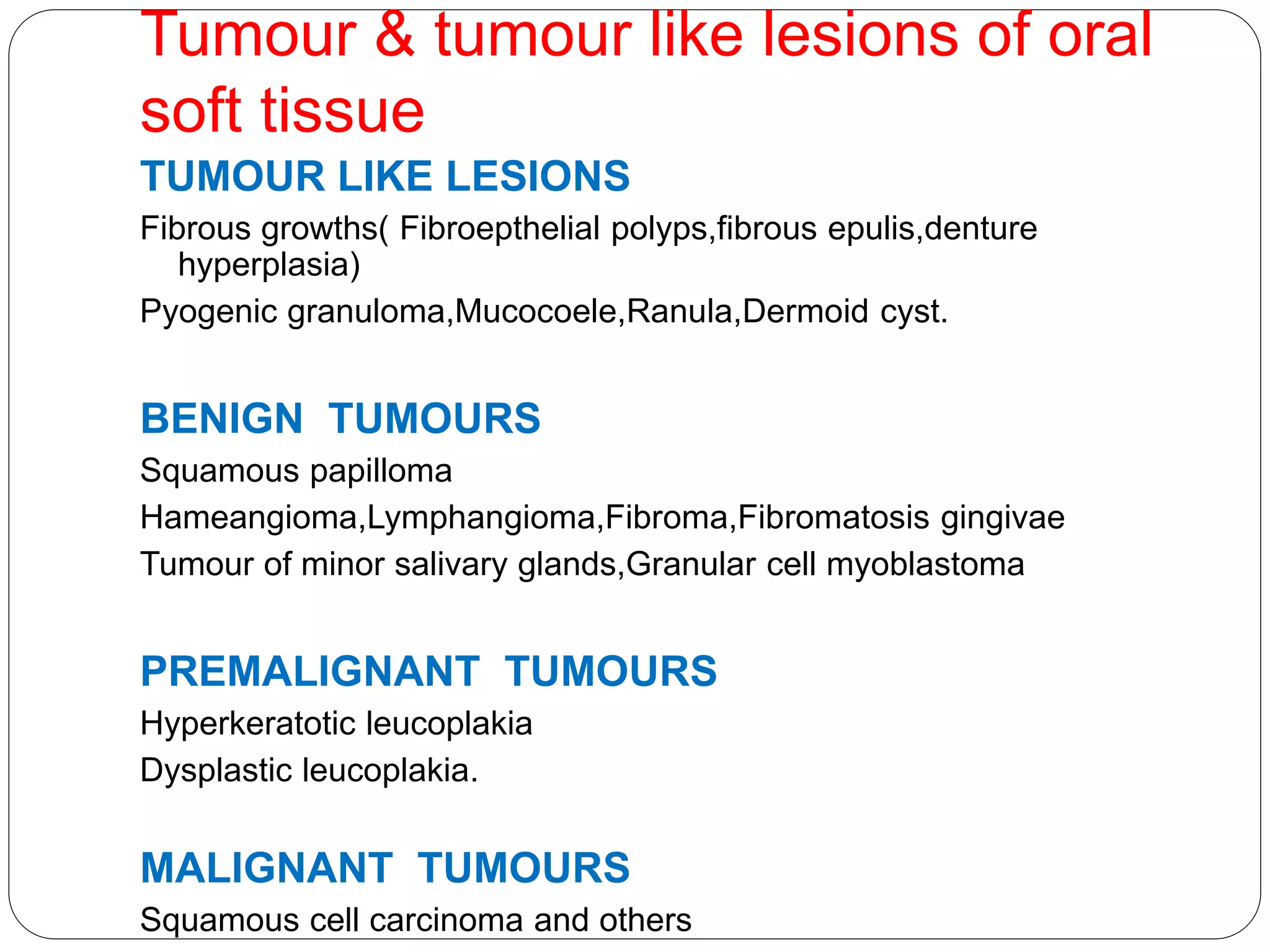 Lesions of oral cavity and salivary gland. | PPTX