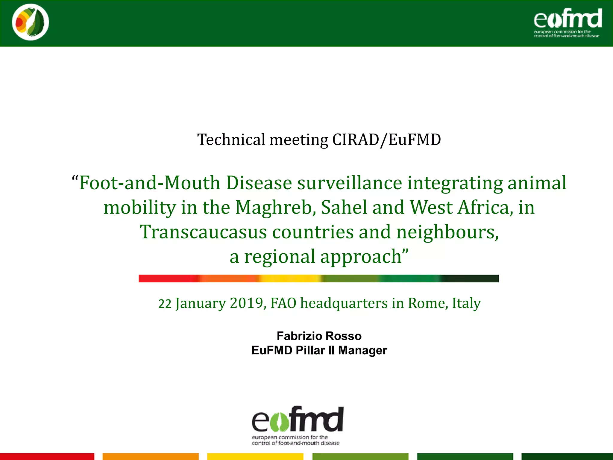 Opening for the technical workshop EuFMD with CIRAD | PPT