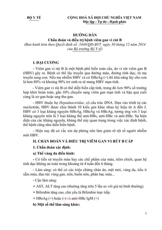 Hướng dẫn chẩn đoán và điều trị bệnh viêm gan B - Bộ Y tế | PDF