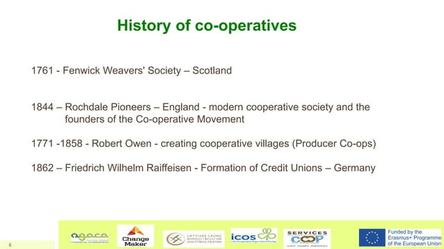 Origins of co-operatives - Co-operative values and culture | PPTX