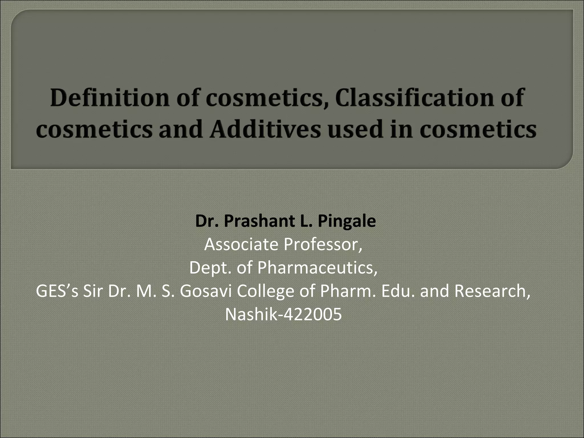 Introduction to cosmetics | PPT