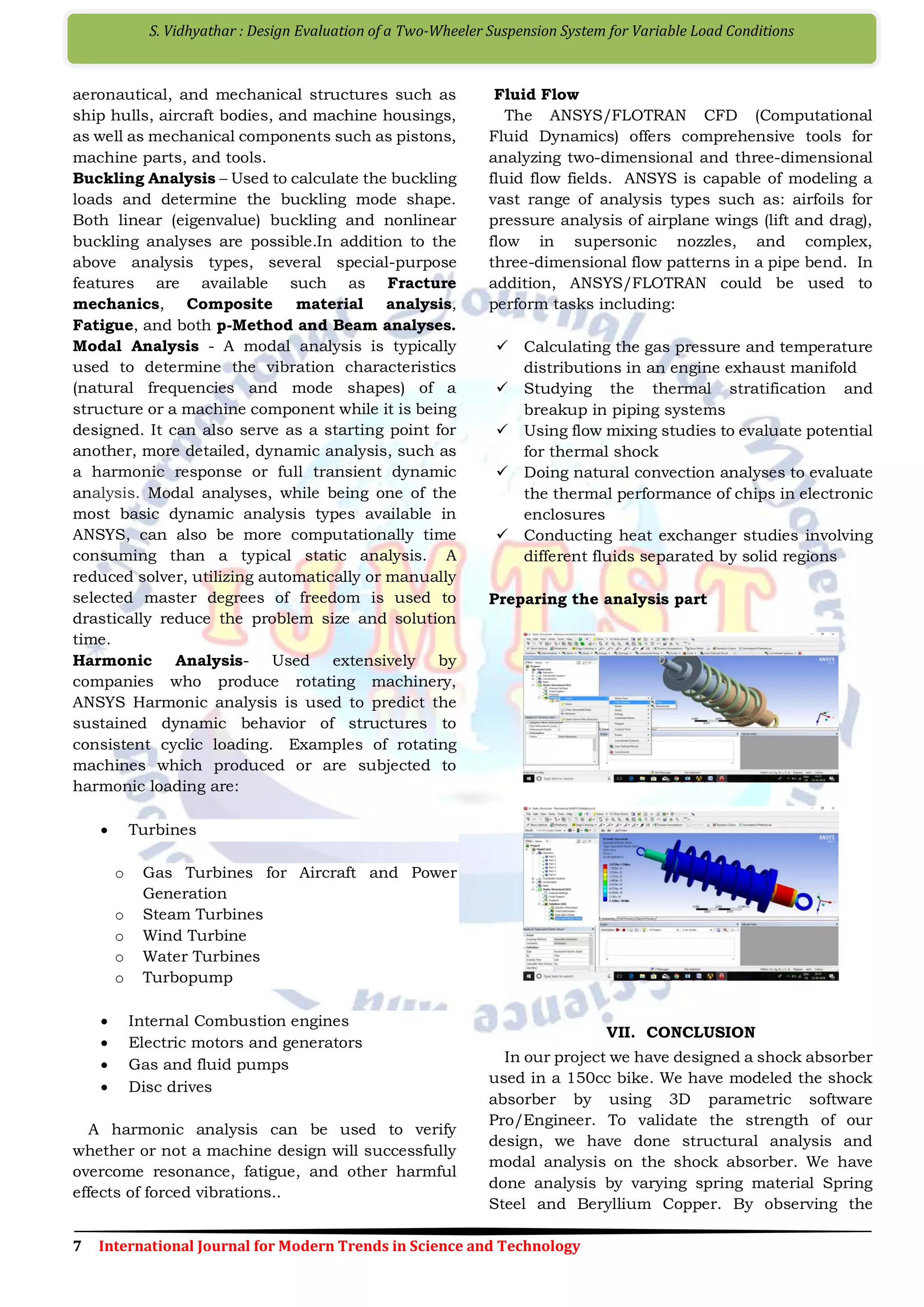Design Evaluation of a Two-Wheeler Suspension System for Variable Load ...
