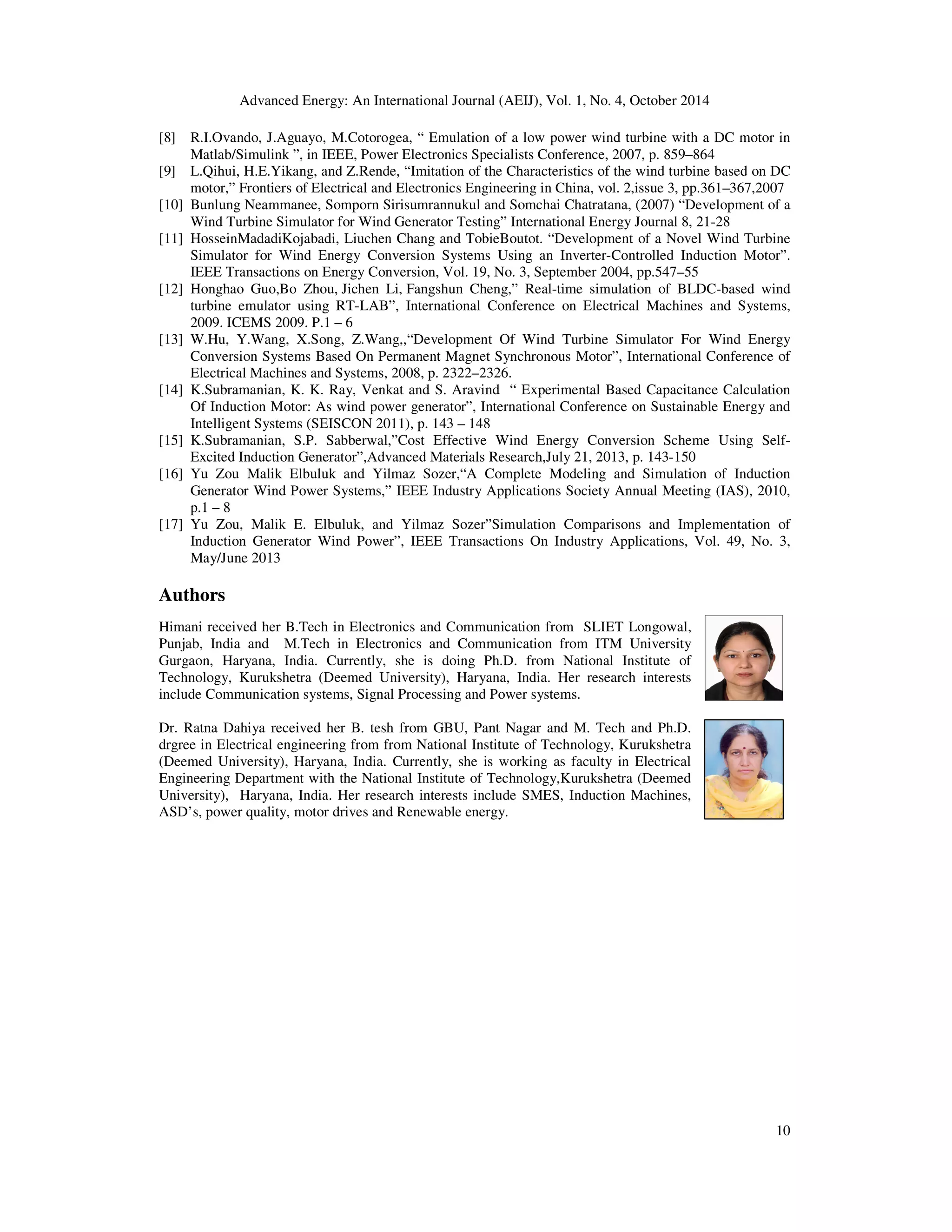 Design And Development Of Wind Turbine Emulator To Operate With 1 5kw Induction Generator Pdf