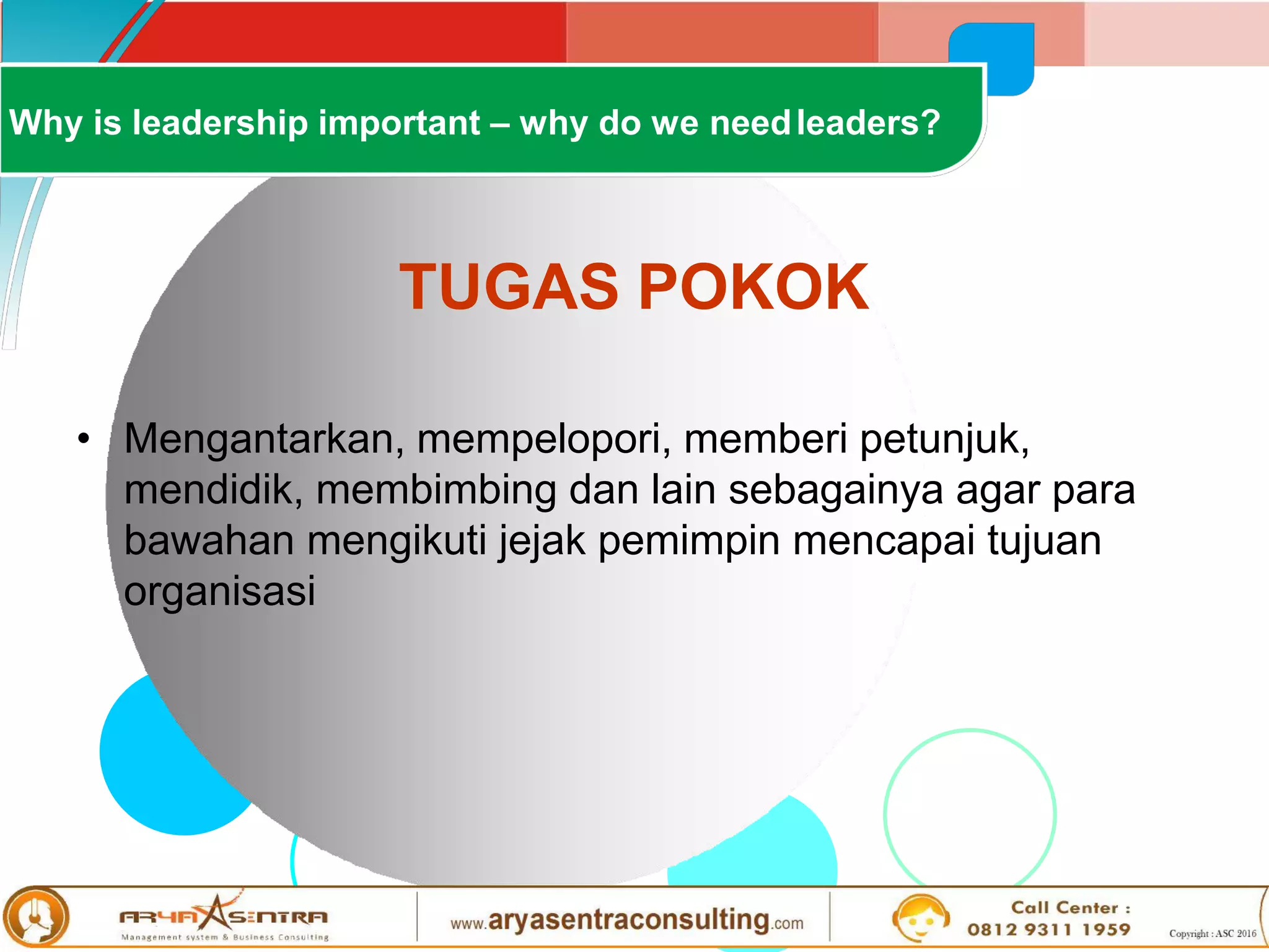 Leadership concept _Materi Training "LEADERSHIP & MANAGEMENT SKILL" | PDF