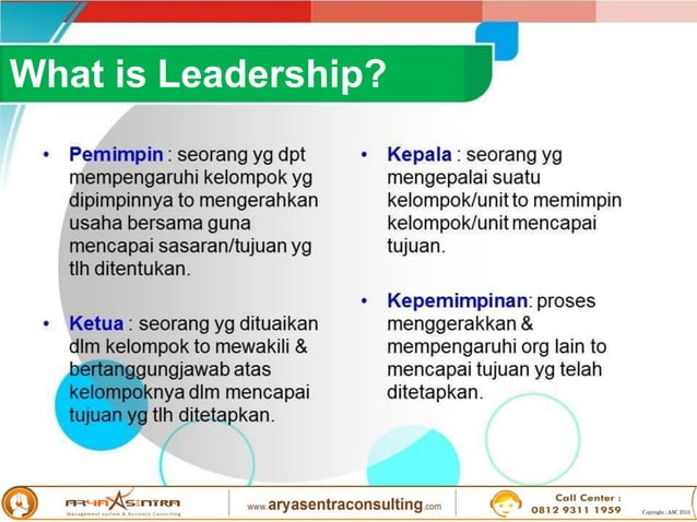 Leadership concept _Materi Training "LEADERSHIP & MANAGEMENT SKILL" | PDF