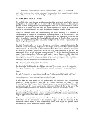CITIZENSHIP ACT (591) OF GHANA AS A LOGIC THEOREM AND ITS SEMANTIC IMPLICATIONS | PDF