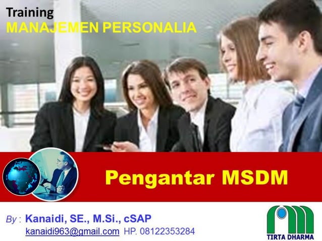 Pengantar MSDM_ Materi Training "MANAJEMEN PERSONALIA" | PDF