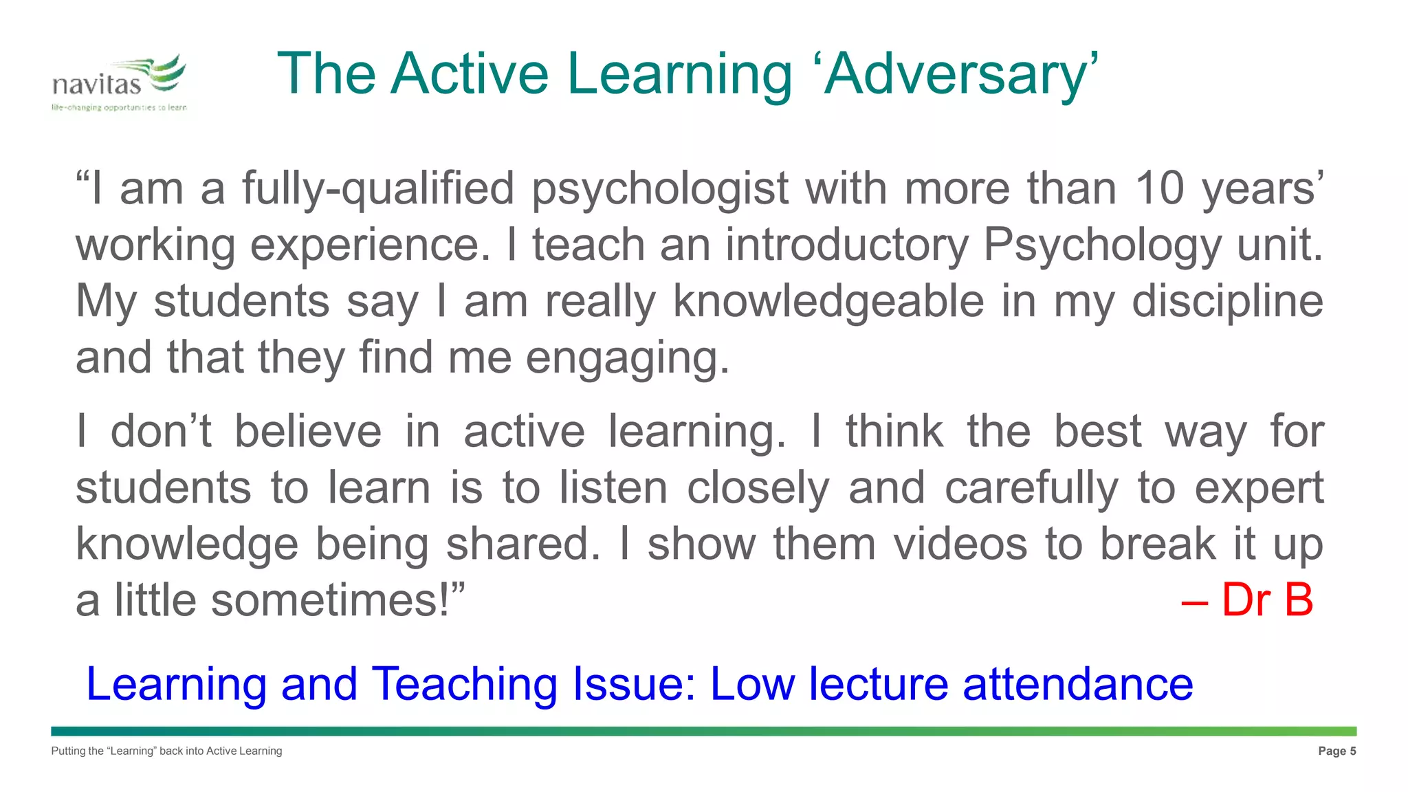 Putting the ‘learning’ back into active learning | PPTX