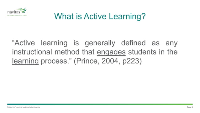 Putting the ‘learning’ back into active learning | PPT