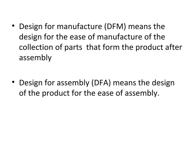 dfma unit-1 | PPT | Manufacturing Industry | Industries