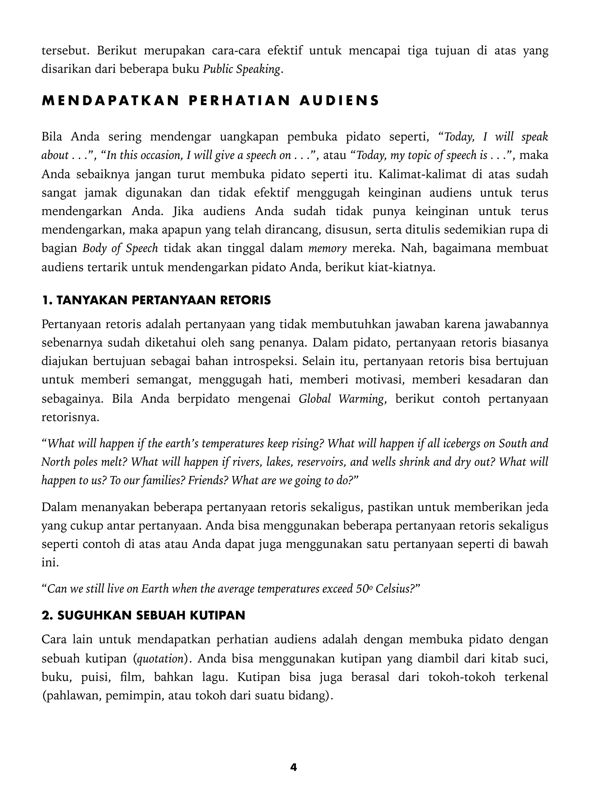 Merancang Pembuka & Penutup Pidato | PDF