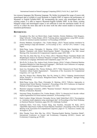 ATTENTION-BASED SYLLABLE LEVEL NEURAL MACHINE TRANSLATION SYSTEM FOR MYANMAR TO ENGLISH LANGUAGE ...