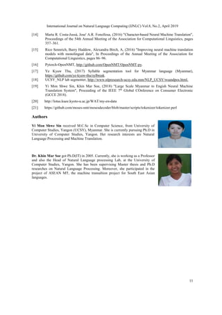 ATTENTION-BASED SYLLABLE LEVEL NEURAL MACHINE TRANSLATION SYSTEM FOR MYANMAR TO ENGLISH LANGUAGE ...