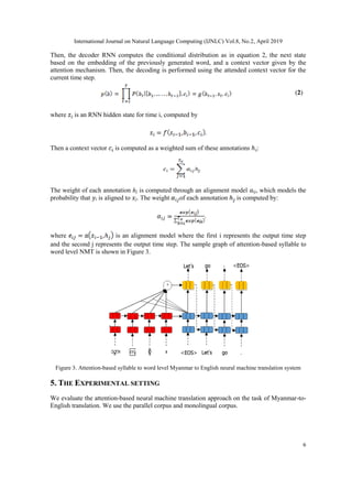 ATTENTION-BASED SYLLABLE LEVEL NEURAL MACHINE TRANSLATION SYSTEM FOR MYANMAR TO ENGLISH LANGUAGE ...