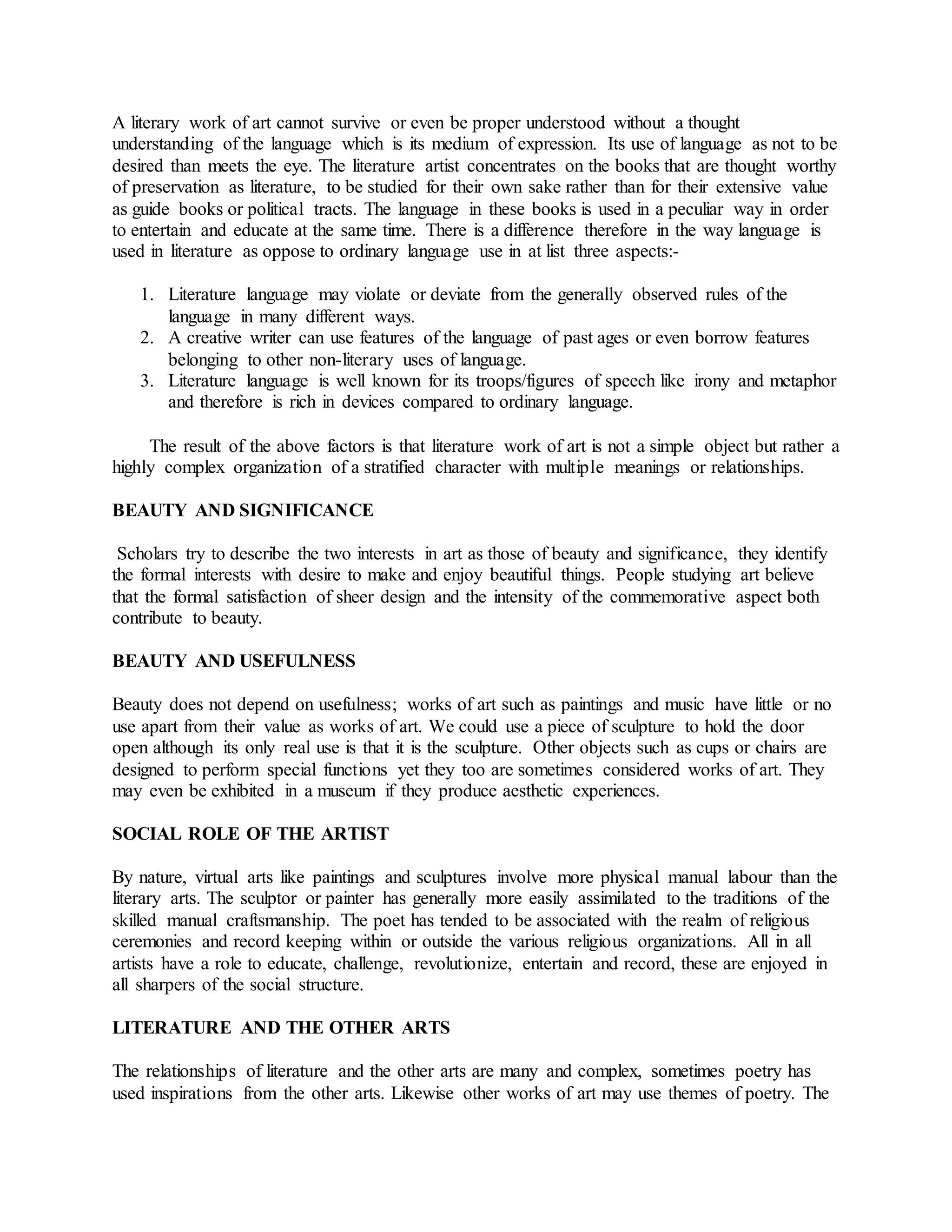 BASIC CONCEPTS OF LITERATURE | DOCX