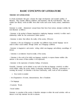 BASIC CONCEPTS OF LITERATURE | DOCX