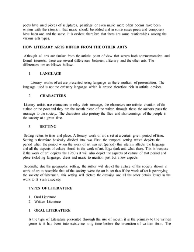 BASIC CONCEPTS OF LITERATURE | DOCX | Fine Art