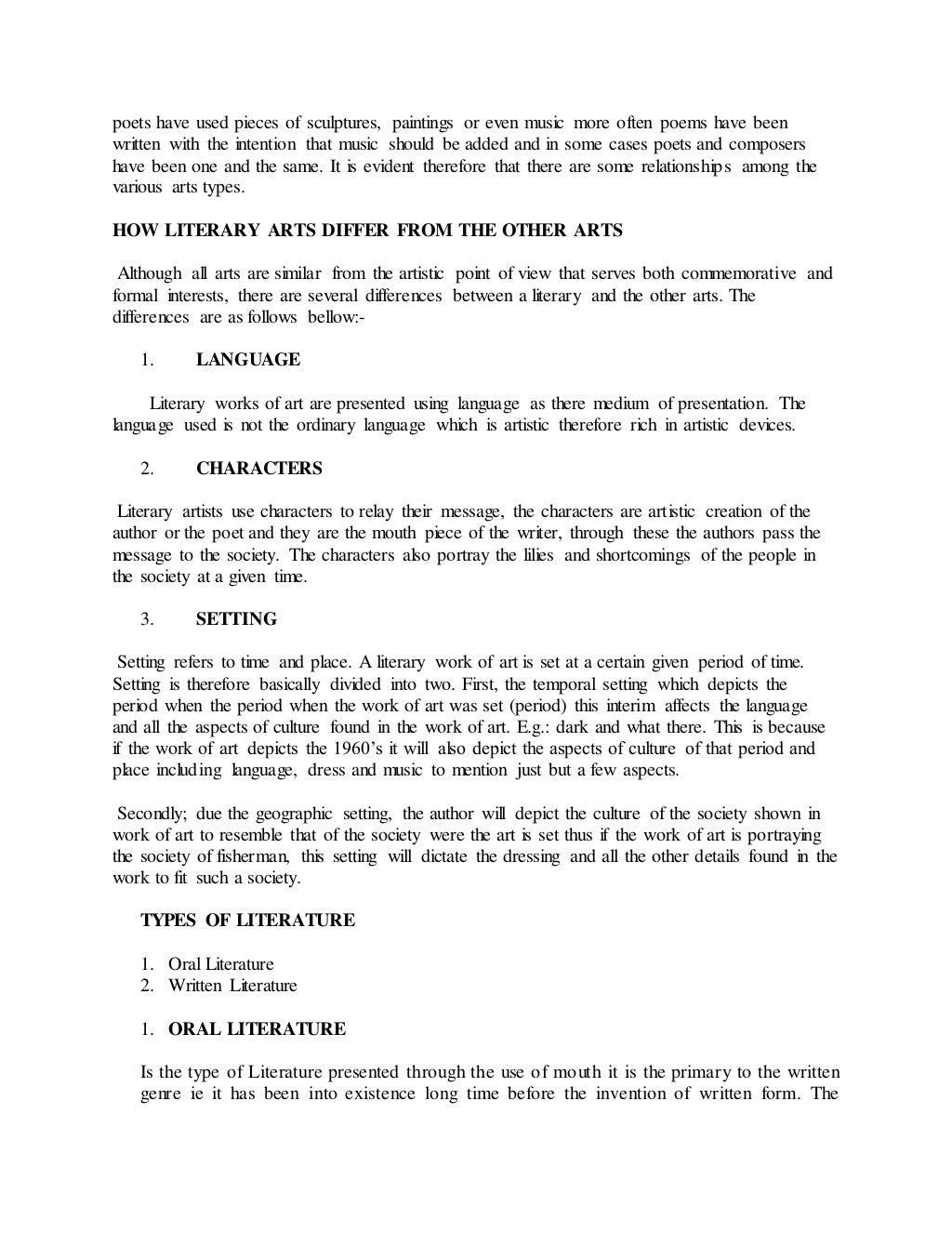 BASIC CONCEPTS OF LITERATURE