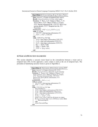 SARCASM AS A CONTRADICTION BETWEEN A TWEET AND ITS TEMPORAL FACTS: A PATTERNBASED APPROACH | PDF