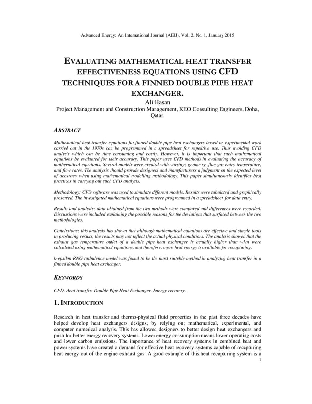 EVALUATING MATHEMATICAL HEAT TRANSFER EFFECTIVENESS EQUATIONS USING CFD TECHNIQUES FOR A FINNED ...
