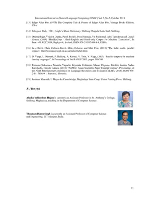 EXISTING ENGLISH TO KHASI TRANSLATED DOCUMENTS FOR PARALLEL CORPORA ...