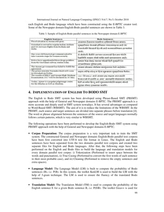 CONSTRUCTION OF ENGLISH-BODO PARALLEL TEXT CORPUS FOR STATISTICAL MACHINE TRANSLATION | PDF