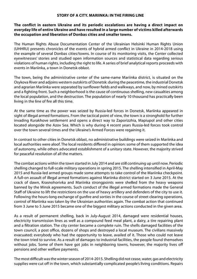 Story of a City. Mariinka: In the Firing Line | PDF