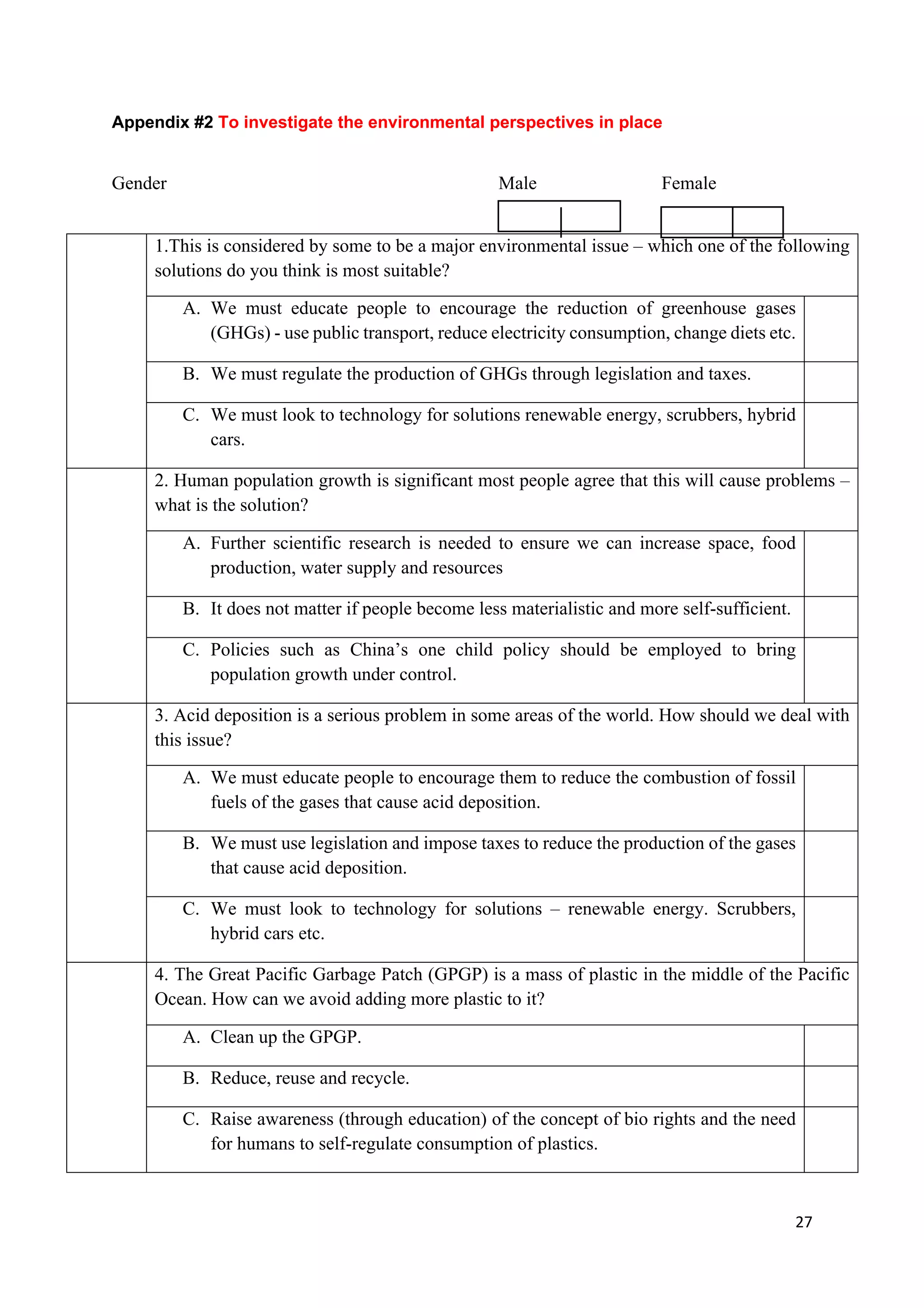 ESS INTERNAL ASSESSMENT 2019-SURVEY | PDF