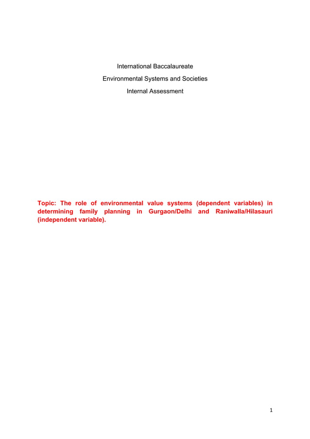 ESS INTERNAL ASSESSMENT 2019-SURVEY | PDF