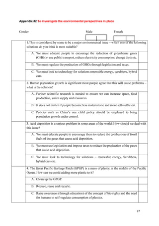 ESS INTERNAL ASSESSMENT 2019-SURVEY | PDF