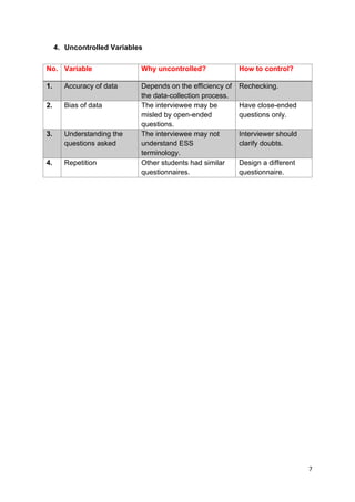 ESS INTERNAL ASSESSMENT 2019-SURVEY | PDF