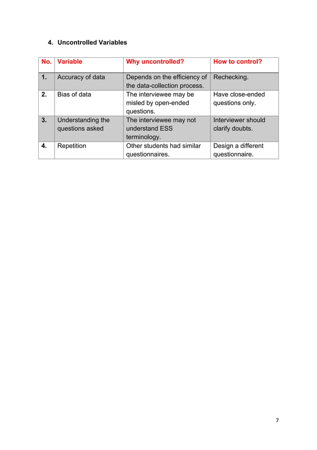 ESS INTERNAL ASSESSMENT 2019-SURVEY | PDF