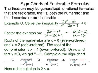 1.7 sign charts of factorable formulas t | PPT