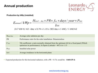 Photovoltaic Training Course - Module 1.3 - PV facility calculations | PPTX